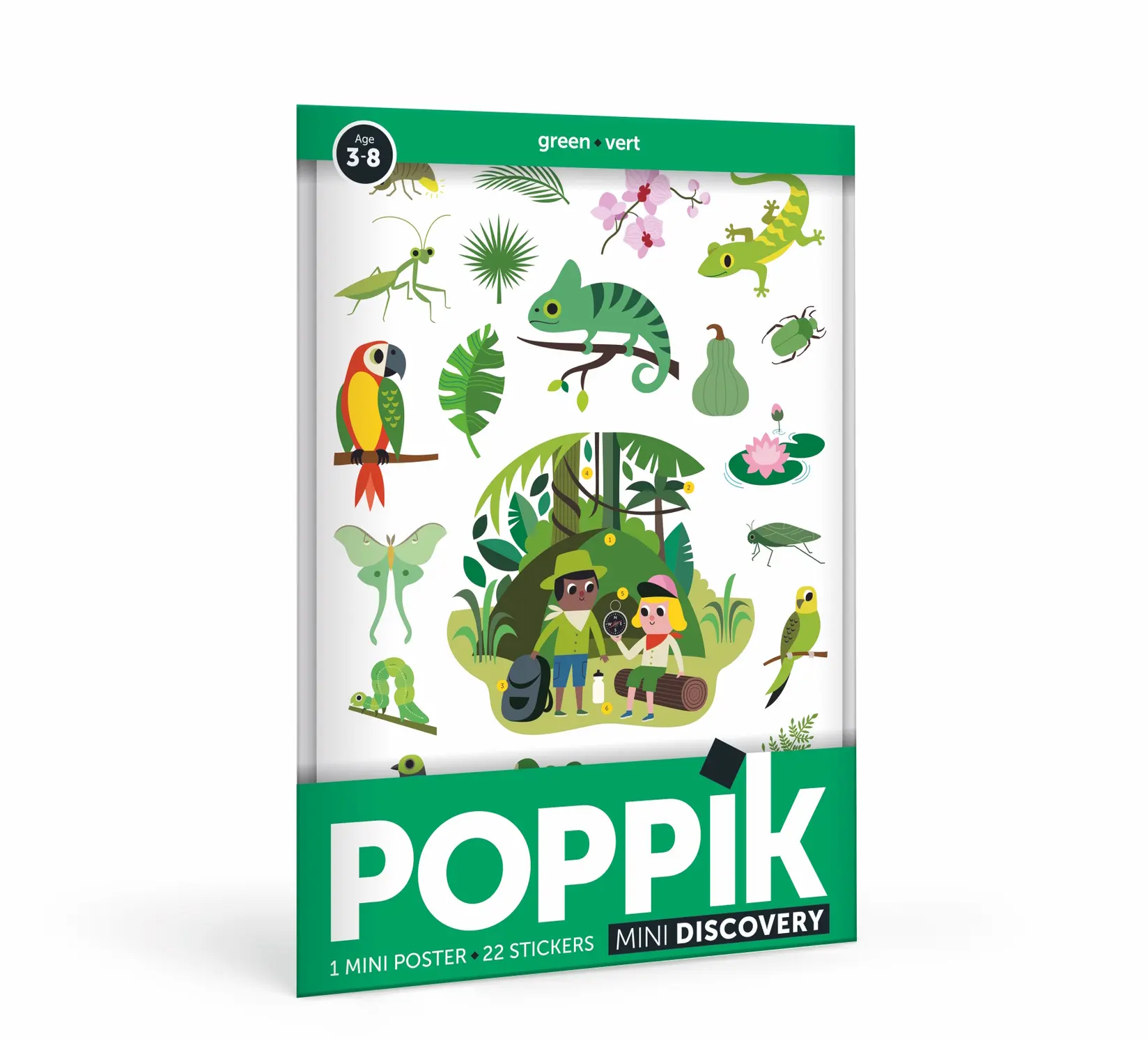 POPPIK Edukativni poster s nalepnicama Mini otkrića Zelena boja