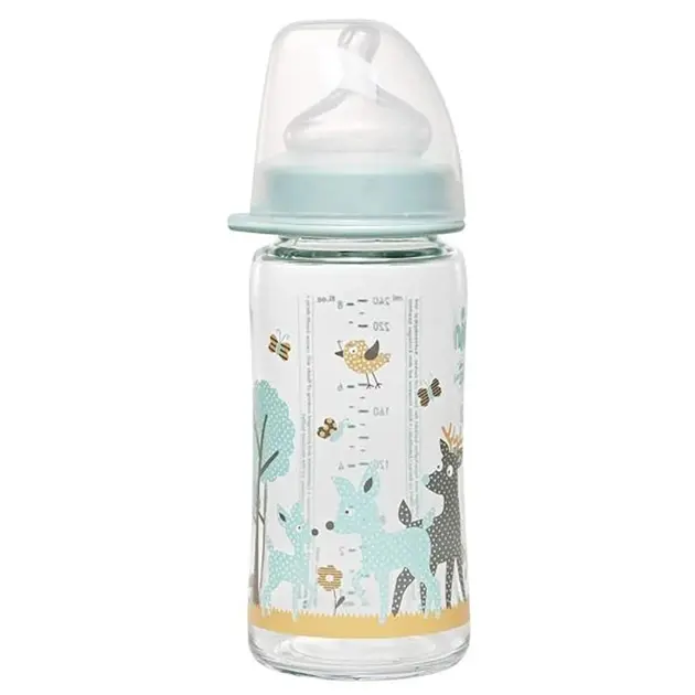 Nip Staklena flašica sa širokim otvorom, 240ml, 0m+, Zelena