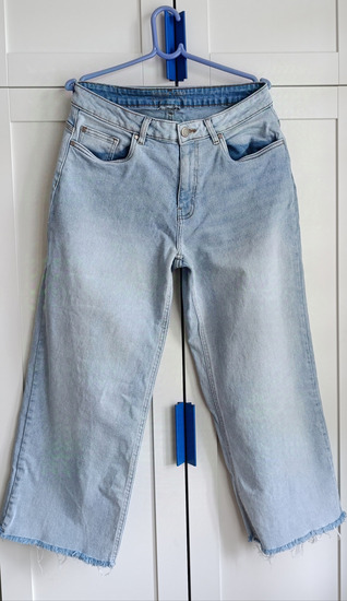 Denim wide leg farmerke