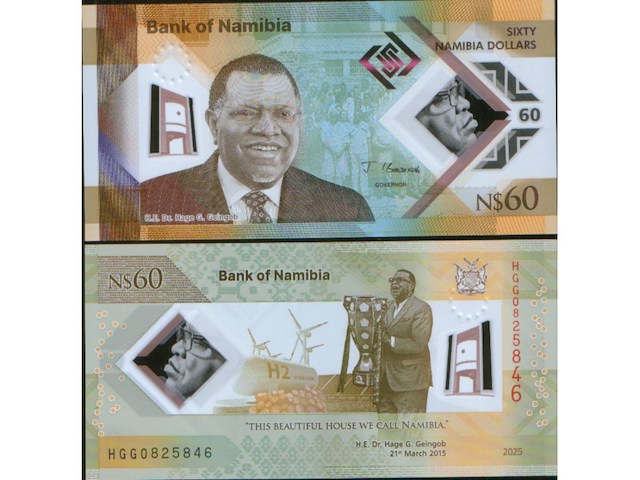 Namibia 60 Dollars 2025. UNC Polymer.