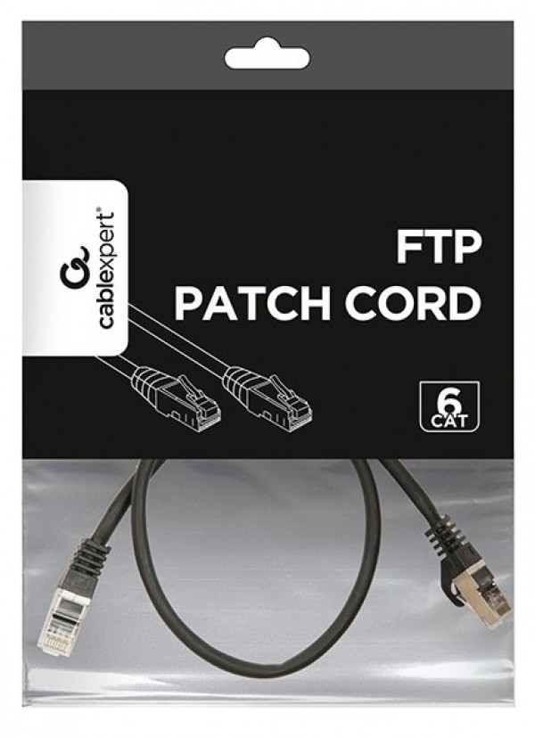 PP6-1M/BK Gembird Mrezni kabl, CAT6 FTP Patch cord 1m black