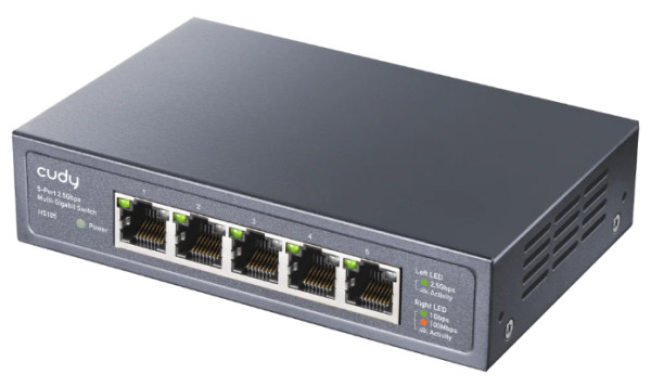 Cudy HS105 5-Port 2.5G Unmanaged Metal Switch za NAS zahteve koji zahtevaju intenzivnu propusnost
