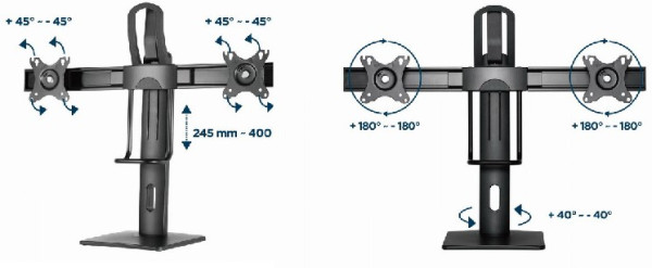 MS-D2-01 Gembird Podesivi stoni drzac za dva monitor, tilt, 17-27 max.2x6kg