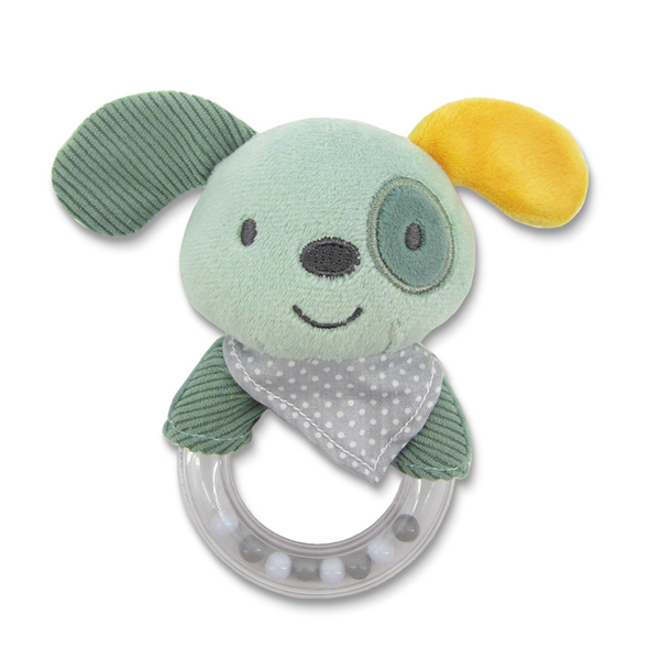 Lorelli Plišana zvečka za bebe Ring Dog Green 10191360009