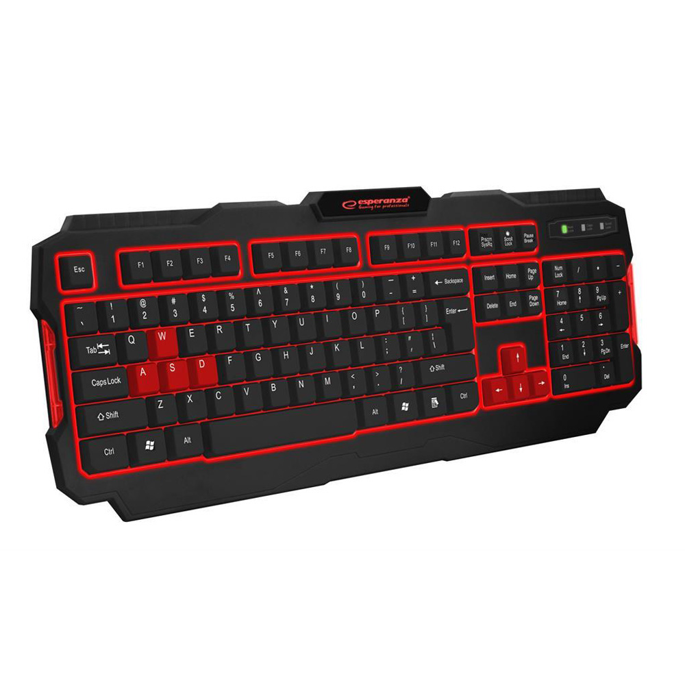 Esperanza Gejmerska tastatura USB osvetljena Shadow Red EGK202R