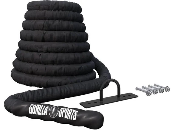 GORILLA SPORTS Kanap za trening Battle Rope sa zidnim nosačem (900 cm x 5 cm)