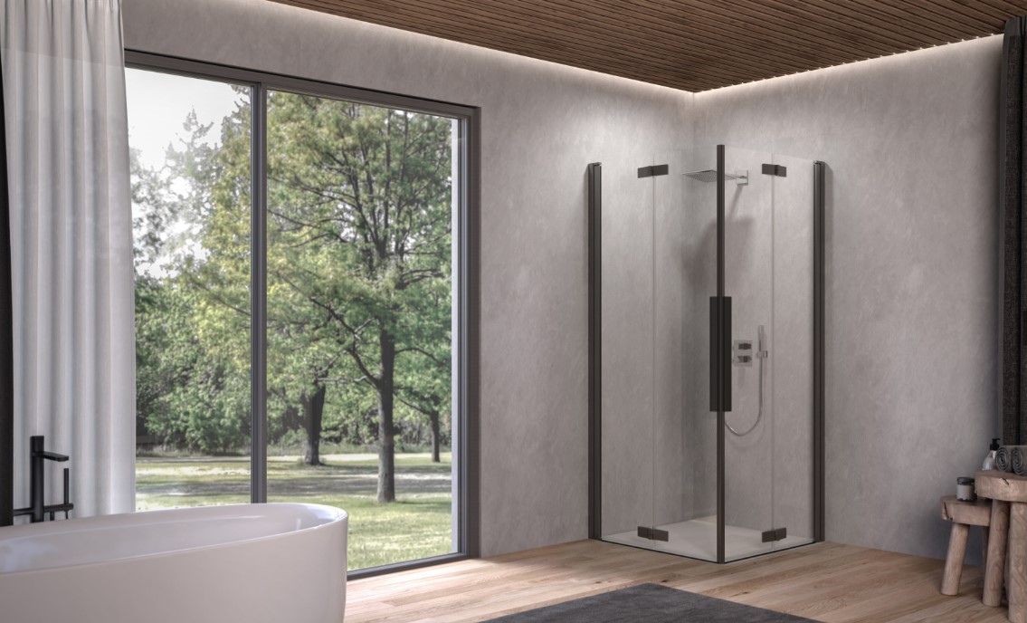 Tuš Kabina | Kolpa San - Polaris Fold Q - Crni Ram - 100x100 516140
