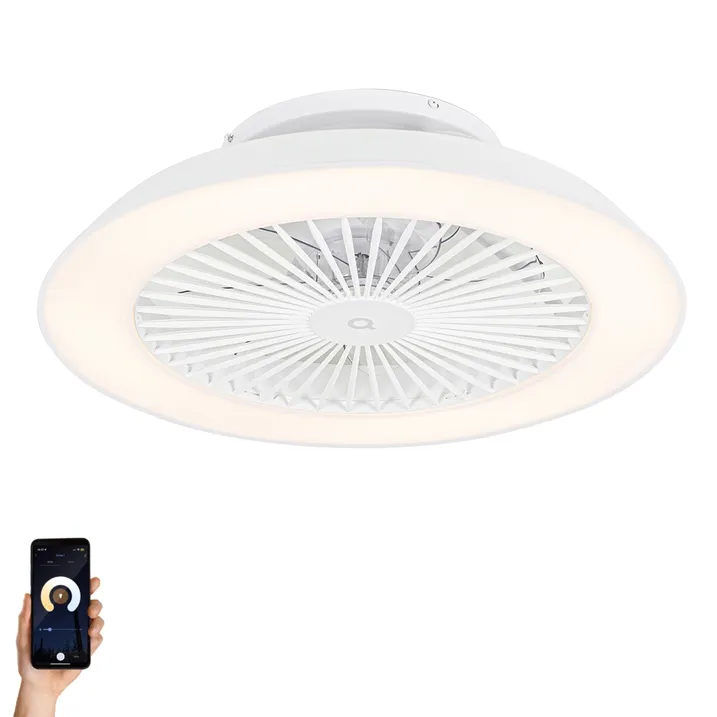 Pametni ventilator na plafonu beli 59,5 cm uklj. LED sa mogućnošću prigušivanja sa daljinskim upravljačem - Deniz