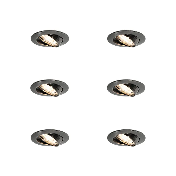 Set van 6 moderne inbouwspots gunmetal GU10 50mm rond kantelbaar - Edu