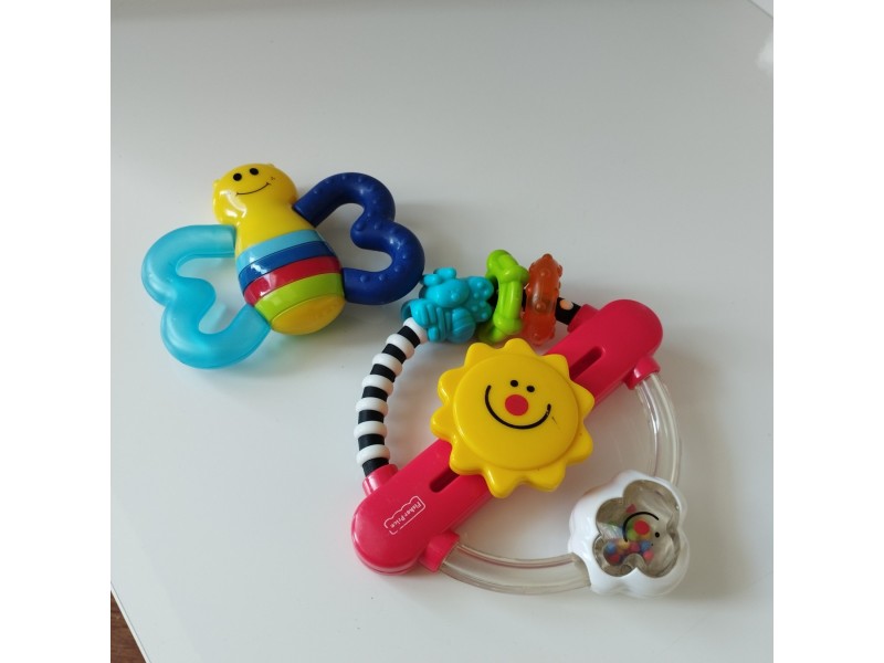 Dve igracke -glodalica +zvecka Fisher Price