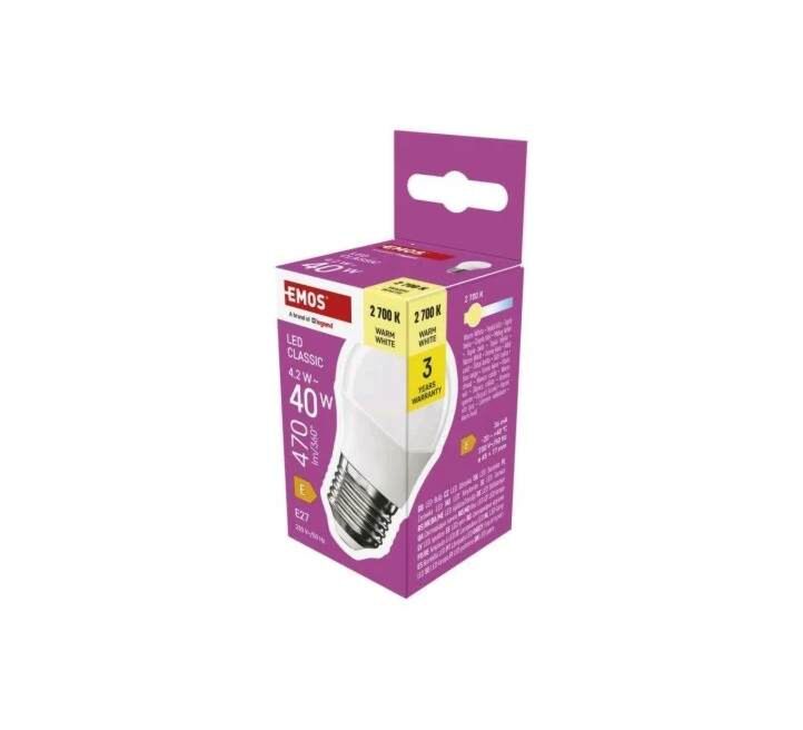 Emos Led sijalica Mini Globe 4,2 W E27 Toplo bela ZQ6E21