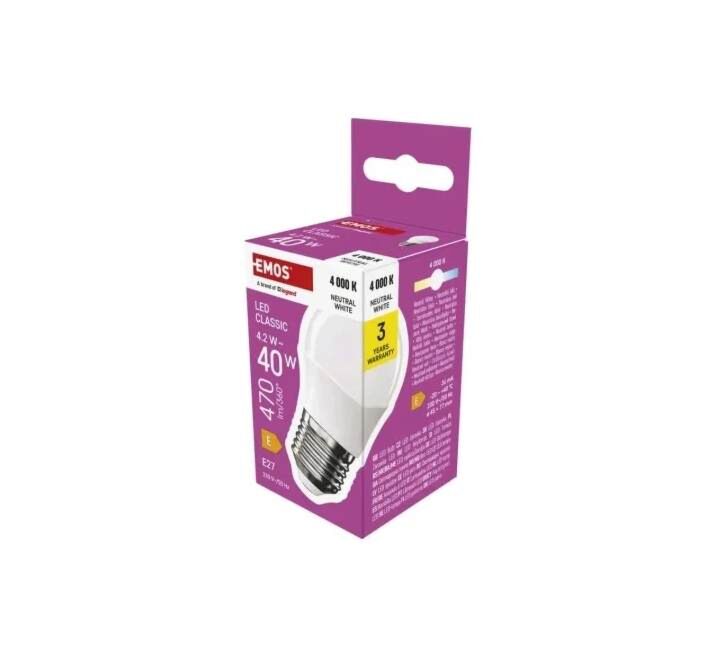 Emos Led sijalica Mini Globe 4,2 W E27 Neutralno bela ZQ6E23