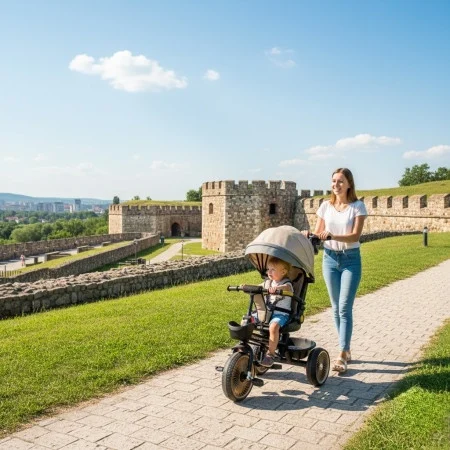 Krem Tricikl za decu sa rotirajućim sedištem I ležećim položajem ( SM-25304 )