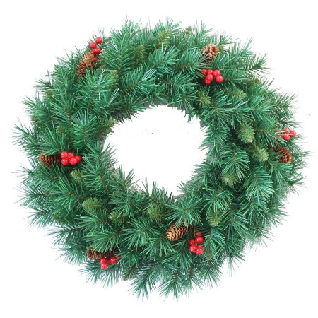 Božićni venac za vrata, zeleni, češeri, bobice, 30 cm ( 41-116000 )