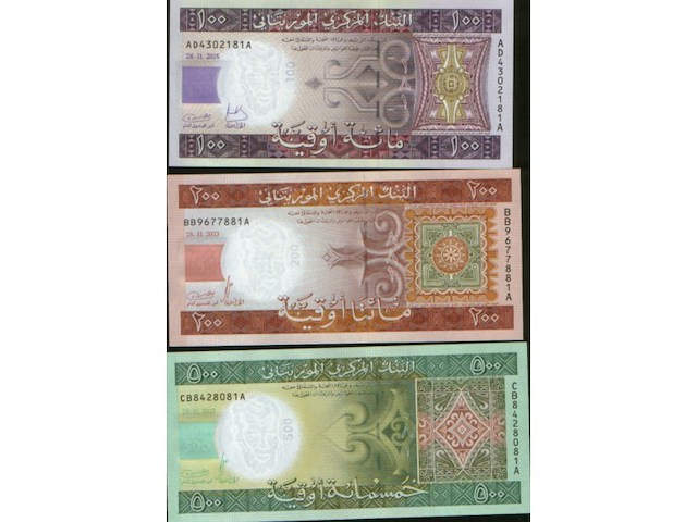 Mauritania set 3 novčanice 2013-2015. UNC.