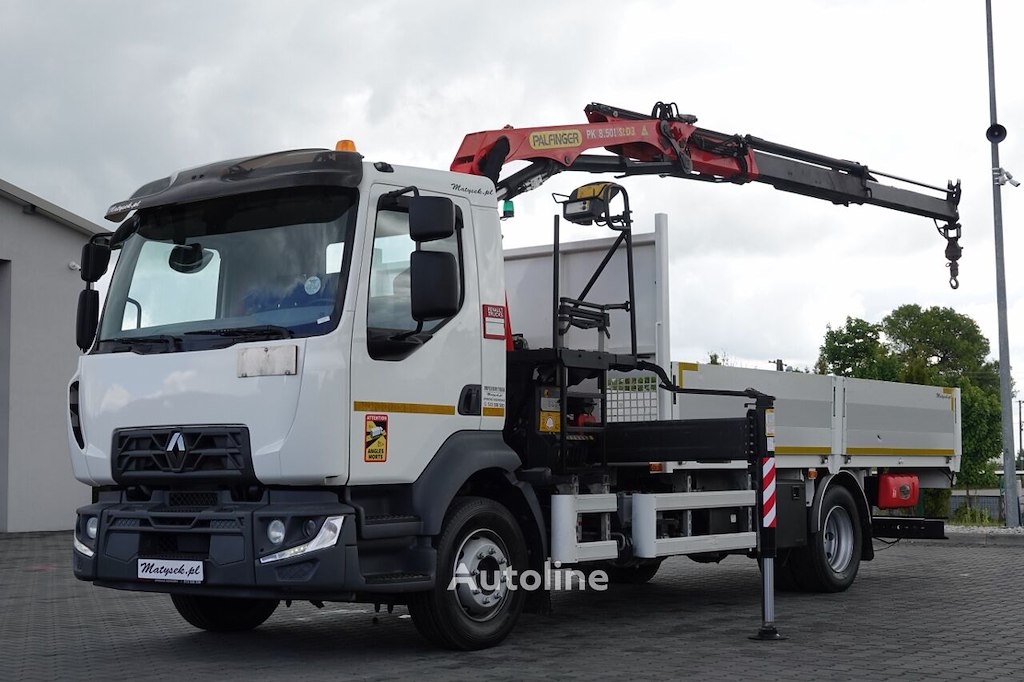Renault D 210/  4X2 / SKRZYNIOWY 5 M + HDS PALFINGER PK 8.501 SLD A / UD kamion s ravnom platformom