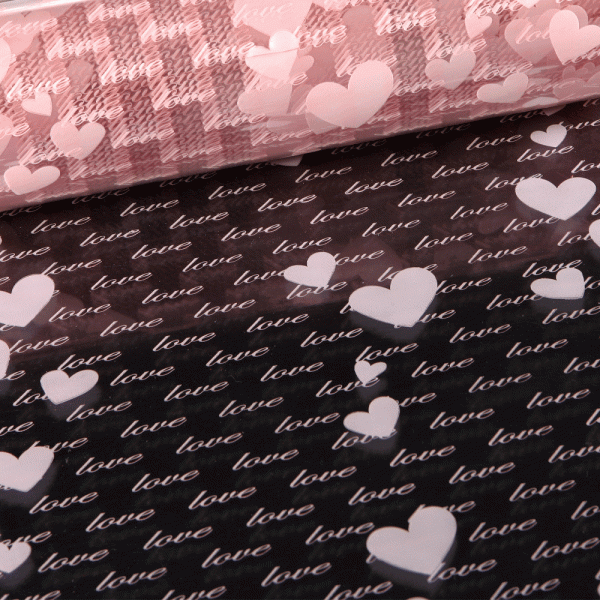 Celofan štampani – Love srca, roze ST133