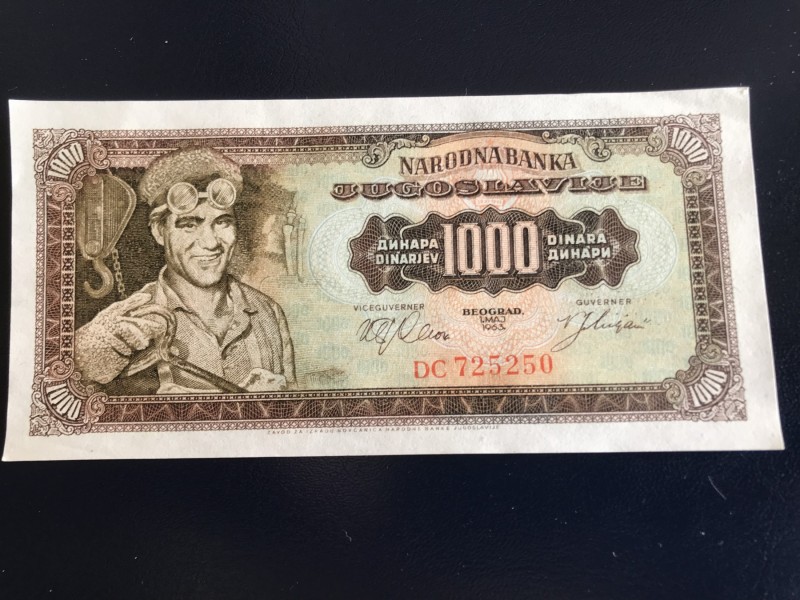 JUGOSLAVIJA 1000 DINARA.1963.