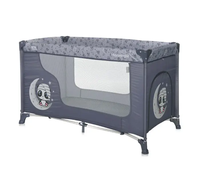 Lorelli Prenosivi krevetac za bebe Moonlight 1 Nivo - Cool Grey Pandas