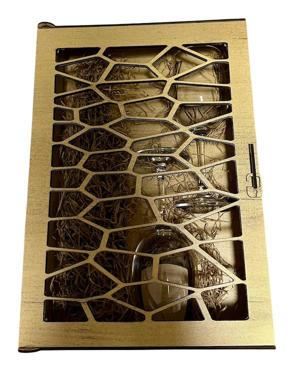 Vino 0.75l Gift Box 2 čaše - model saće