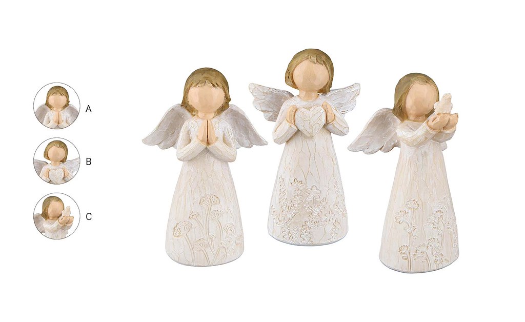 Dekoracija Floral angel 12x7cm više vrsta