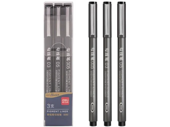 Deli Flomaster Fineliner Set 1/3 0.2mm/0.35mm/0.45mm S590
