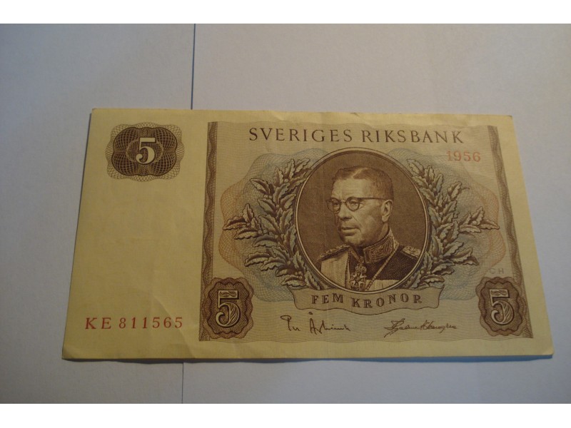 ŠVEDSKA - 5 KRUNA - 1956