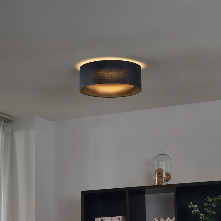 Moderna plafonska lampa crna transparentna 40cm uklj. LED sa 3-stepenim zatamnjivanjem - Sue