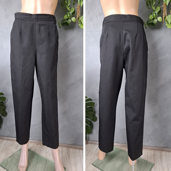 H&M crne duboke poslovne pantalone sa vunom S
