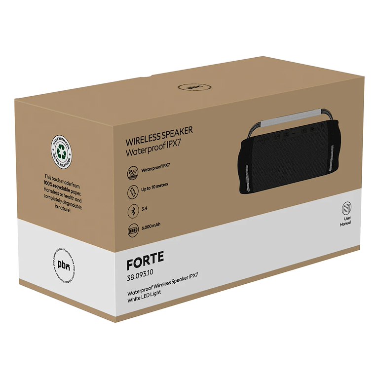 FORTE - 38093
Vodootporni IPX7 bežični zvučnik, 30W