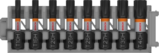 Bosch PRO Torx Security Impact bitovi T10H, T15H, T20H, T25H(x2, T27H, T30H, T40H, 25 mm, 8/1, 2608521U56