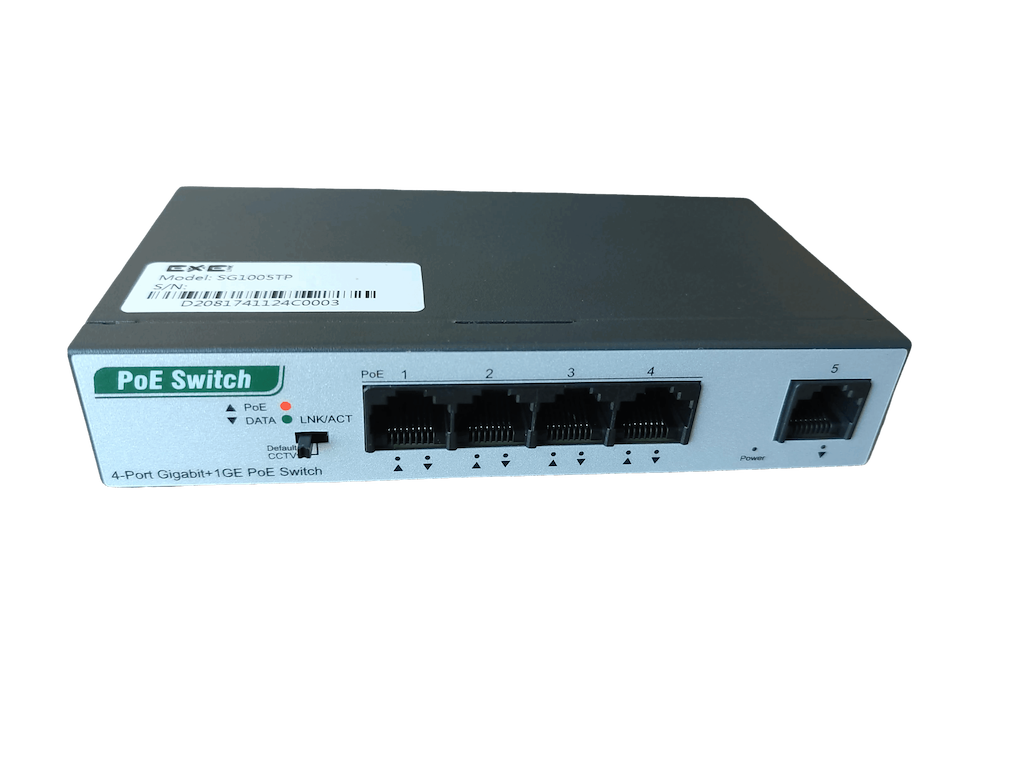 ExeLink SG1005TP neupravljivi switch 4×10/100/1000 Base-T(POE/POE+) 1×10/100/1000 Base-T porta