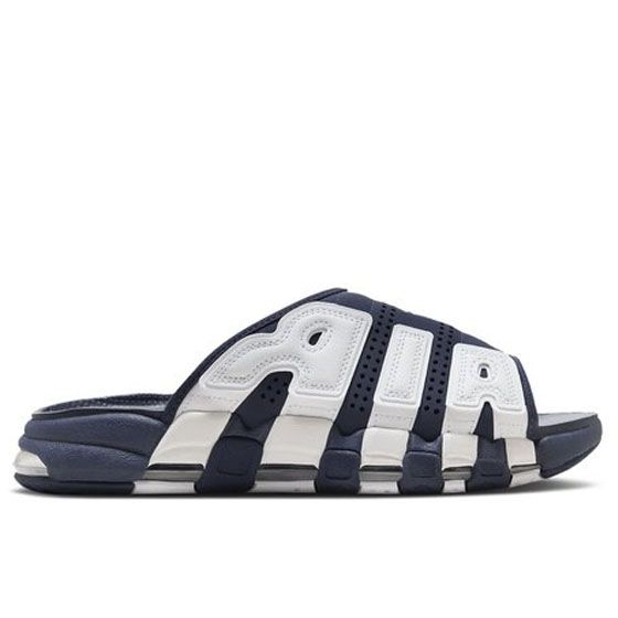 NIKE AIR MORE UPTEMPO SLIDES 'MIDNIGHT NAVY/WHITE'