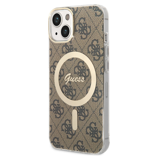 Maska za iPhone 15 6.1 braon (GUHMP15SH4STW) Guess Hc Magsafe IML 4G Pattern