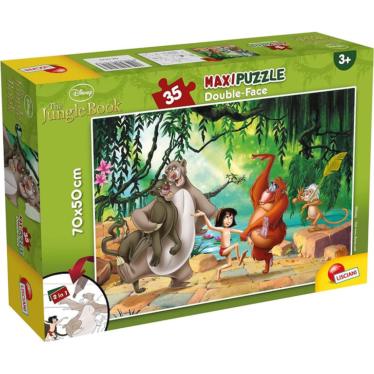Slagalica Lisciani 35pcs Maxi Jungle Book 2u1 složi i oboji 74143