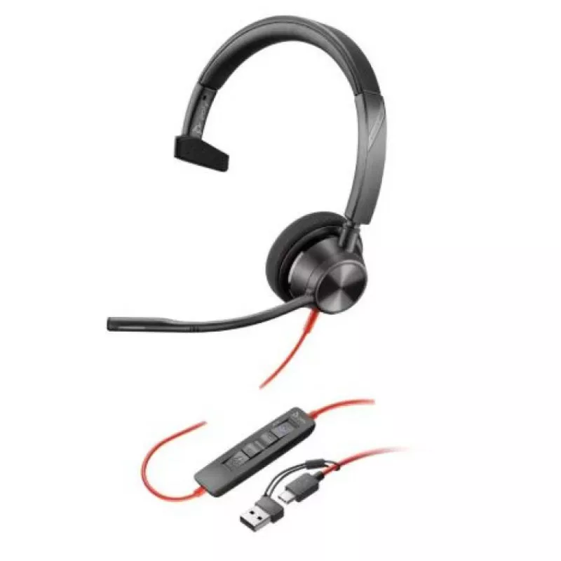 Slušalice sa mikrofonom HP Poly Blackwire 3320 mono usb-c + usb c/a adapter crne