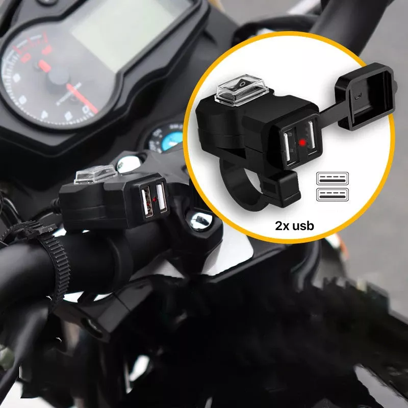 Adapter 2.4A vodootporni za motor 1.5m crni
