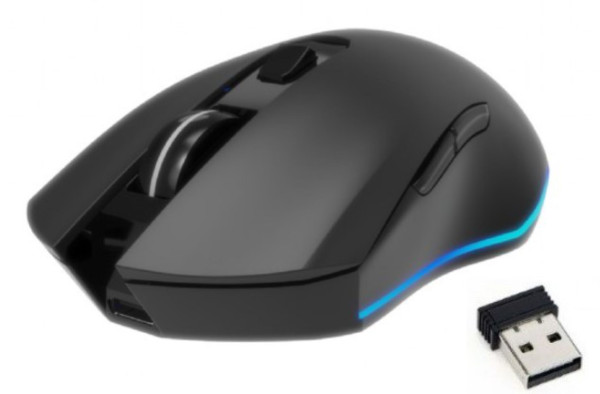 MUSGW-6BL-02 Gembird Punjivi bežièni RGB gaming miš sa 6 tastera Firebolt, 129mm, crni