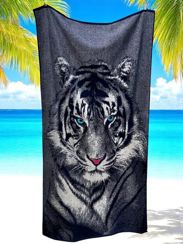 Plažni peškir “Tiger Gaze” – 180×97 cm, 100% pamuk