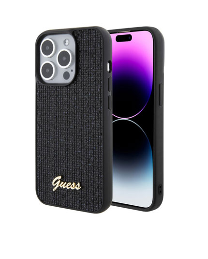 Maska za iPhone 15 Pro DISCO SCRIPT METAL BLACK