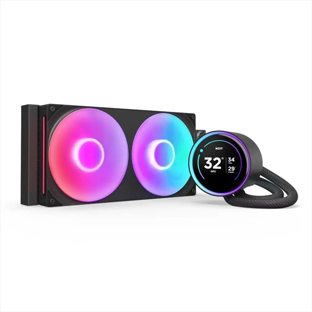 NZXT Kraken 280 Elite V2 RGB kućište za procesor sa vodenim hlađenjem, 1x280mm F280 RGB jezgro ventilatora, RGB kontroler, sa 2.72" IPS ekranom, RL-Kr28E-B2