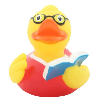 Lilalu Patkica - Rubber Duck, Book Reader, 9 cm