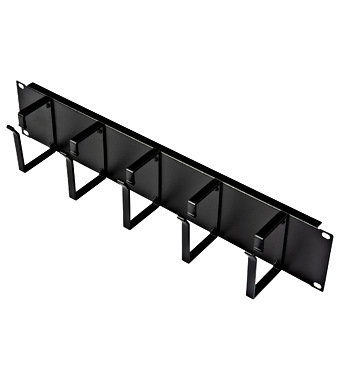 19" Panel za ranž. kablova,5 metalnih prstenova,2HU, crn