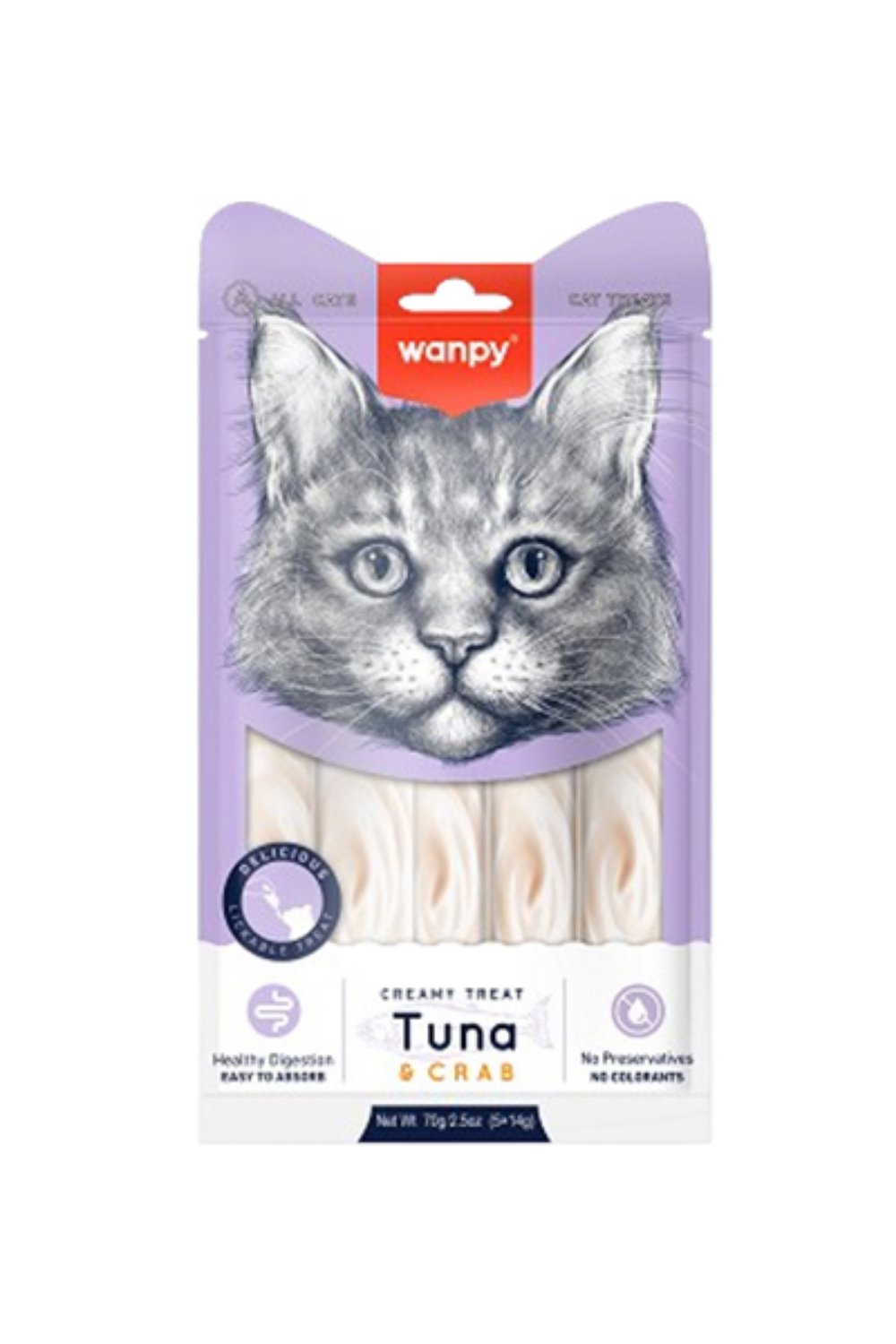 WANPY CREAMY LICKABLE TREATS TUNA I KRABA POSLASTICA ZA MACKE 5X14G