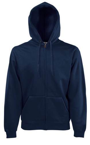 FRUIT OF THE LOOM, CLASSIC HOODED SWEAT JACKET, UNISEX DUKS SA KAPULJAČOM I CIBZAROM, TAMNO TEGET, XL