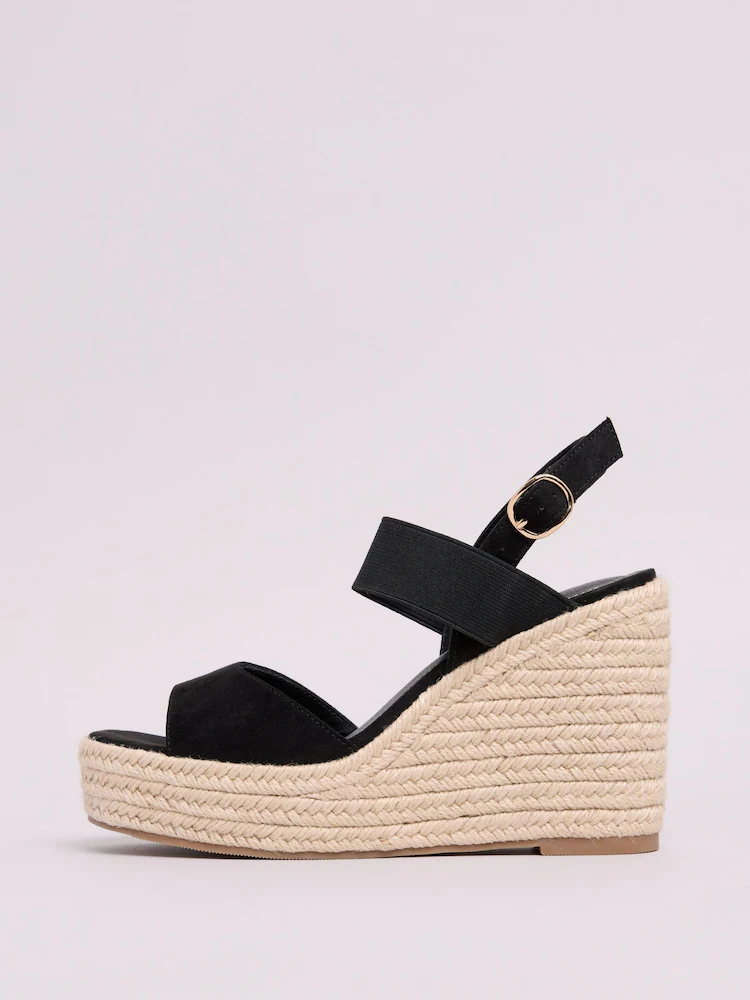 Crno - Lipsy Mid Elastic Square Toe Buckle Espadrille Cipele sa punom petom