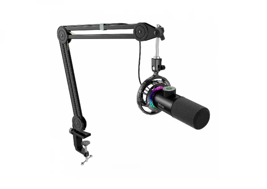 Fifine T658 USB RGB Dynamic Microphone With Boom Arm Stand - Black