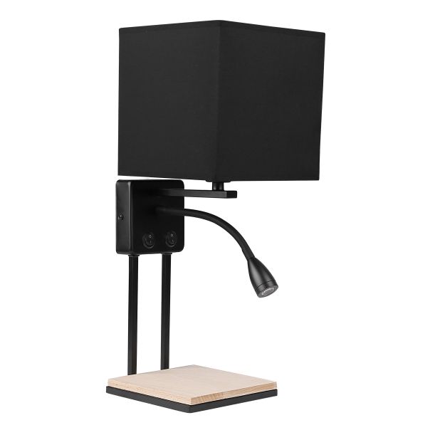 Theo Zidna Lampa sa Prekidačem Crna 1x40W E14 + 2W LED