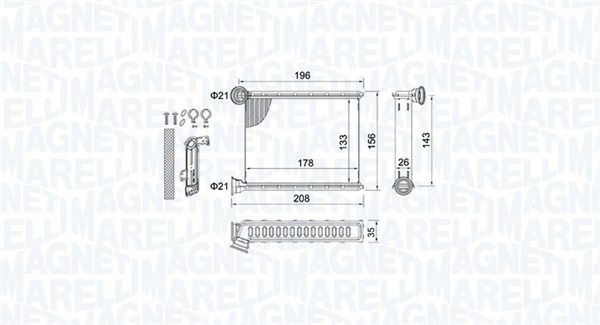 Mali hladnjak, grejanje kabine MAGNETI MARELLI 350218459000