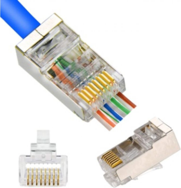 Konektori pass through, FTP Shield, RJ45, cat6 - pakovanje 100kom